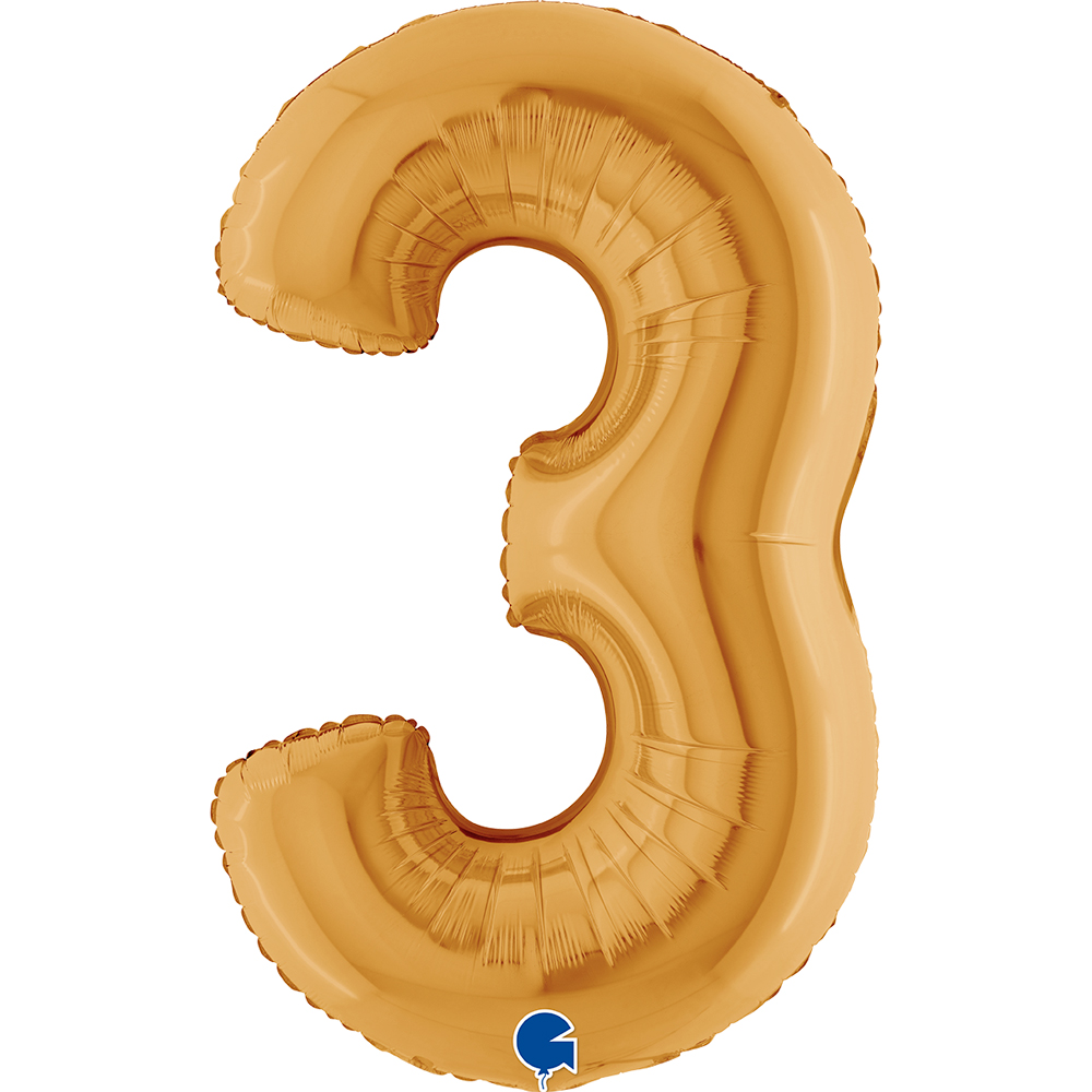 Balloon Number 3 Gold 40inc gold