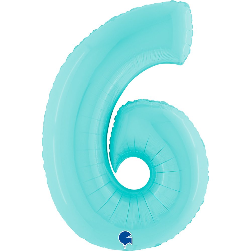 Palloncino Number 6 Pastel Blue 40inc blu