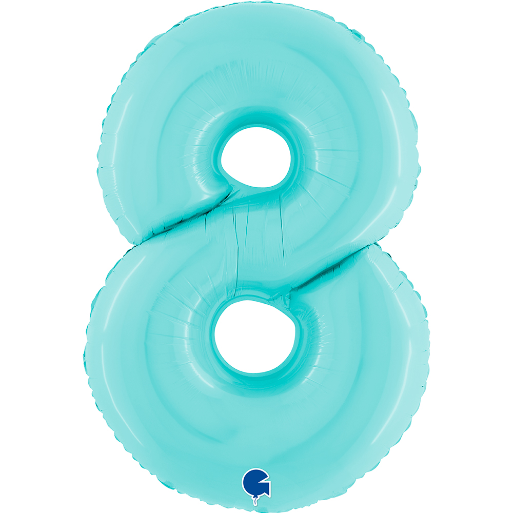 Balloon Number 8 Pastel Blue 40inc blue
