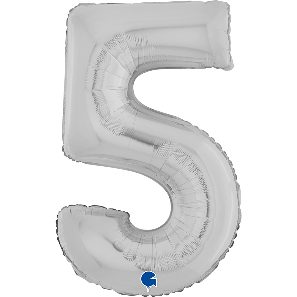 Balloon Number 5 Silver 07inc silver