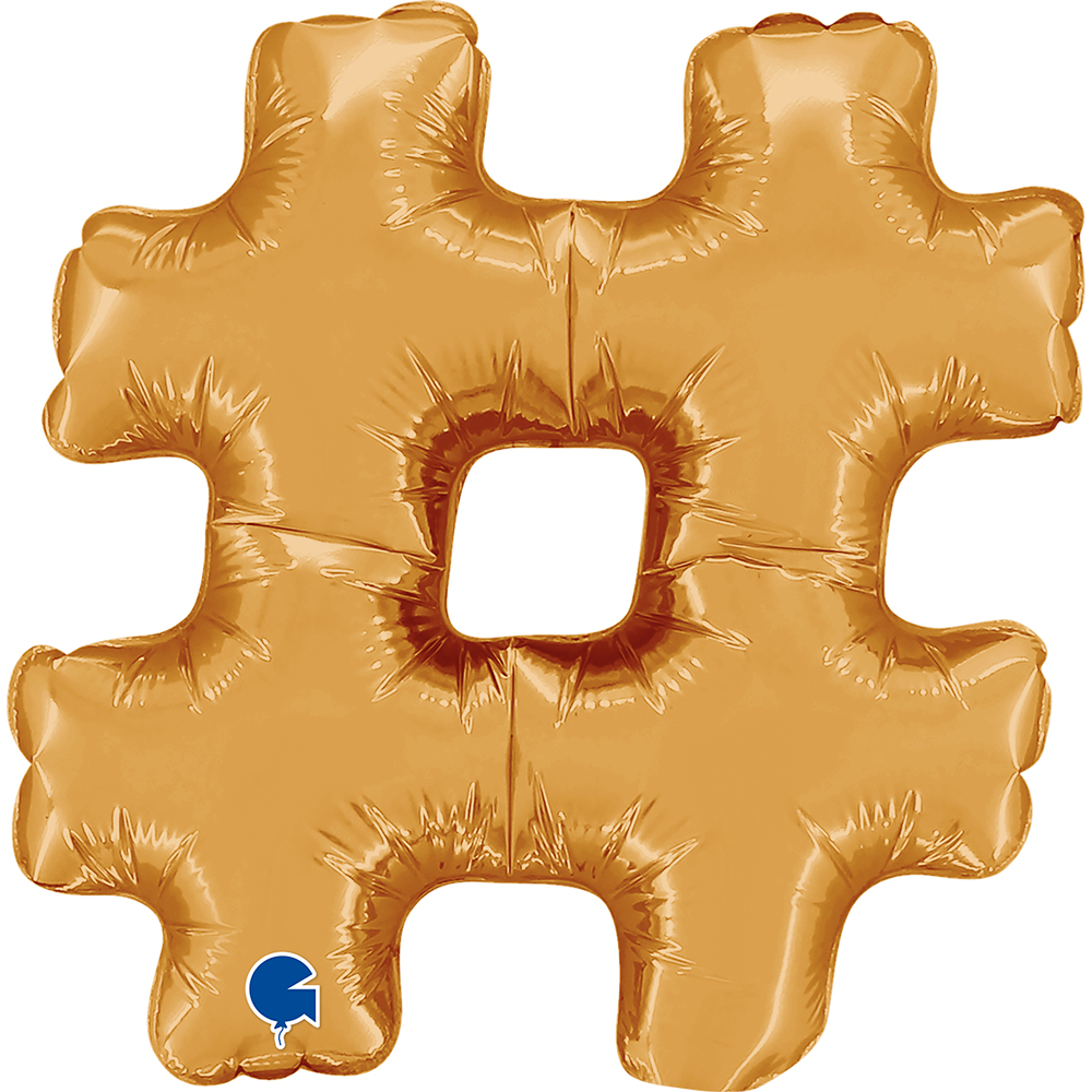 Balloon Symbol Hashtag Gold 07inc gold