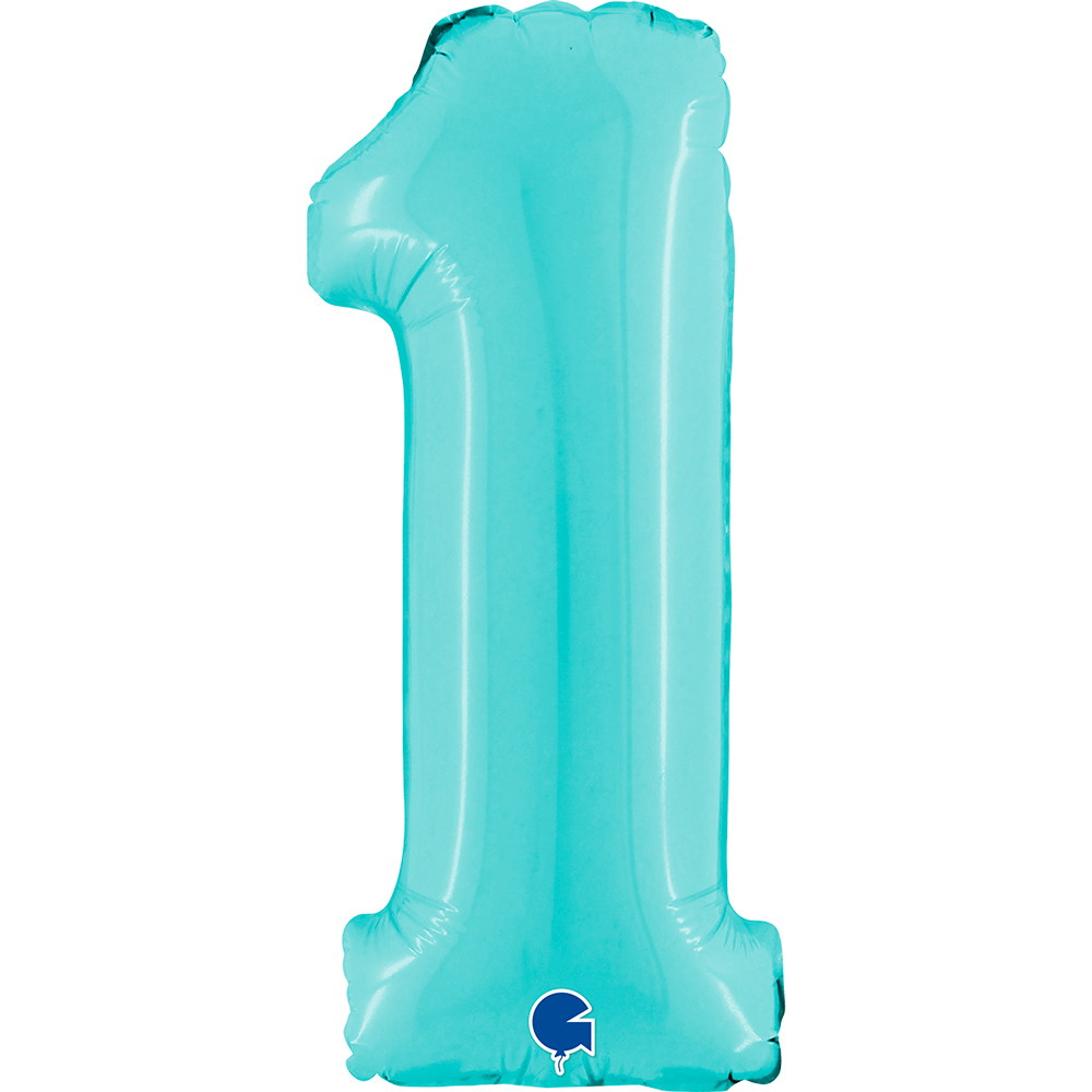 Balloon Number 1 Pastel Blue 14inc blue