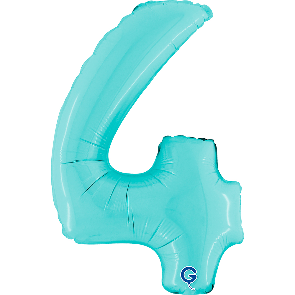 Balloon Number 4 Pastel Blue 14inc blue
