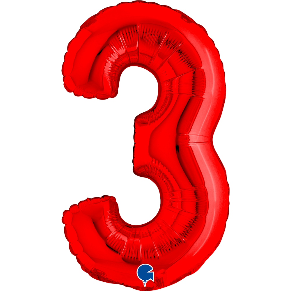 Balloon Number 3 Red 14inc red
