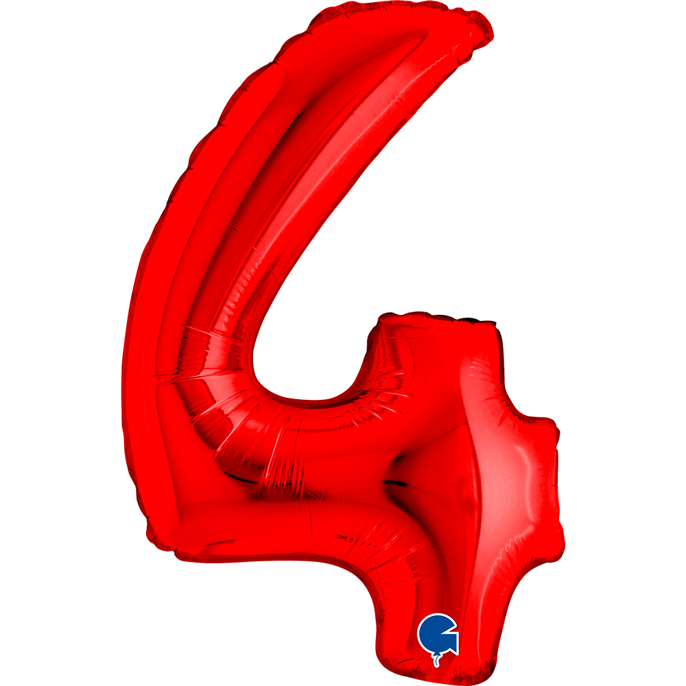 Balloon Number 4 Red 14inc red