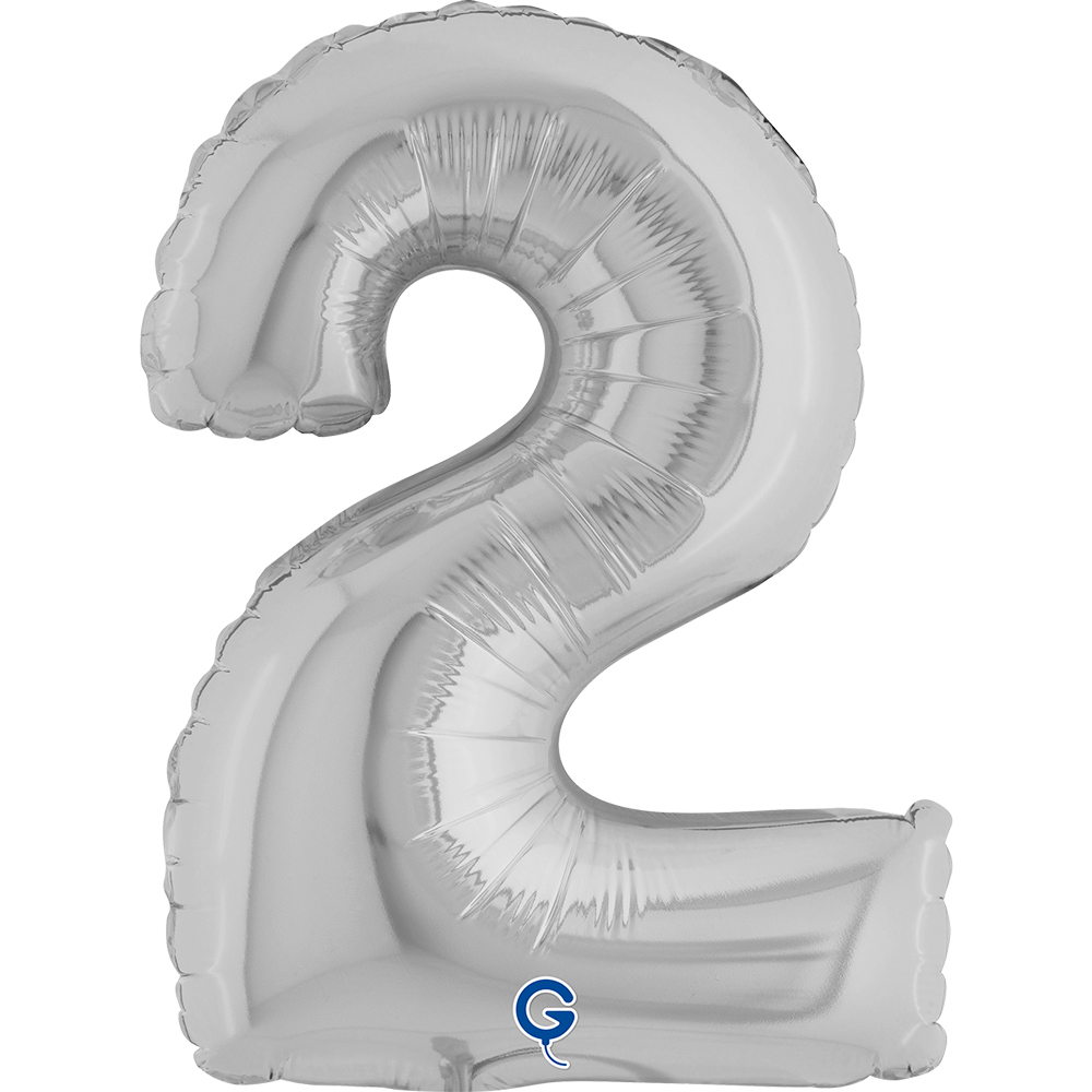 Balloon Number 2 Silver 14inc silver