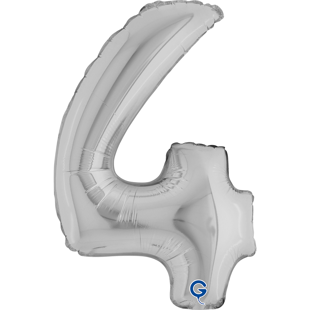 Balloon Number 4 Silver 14inc silver