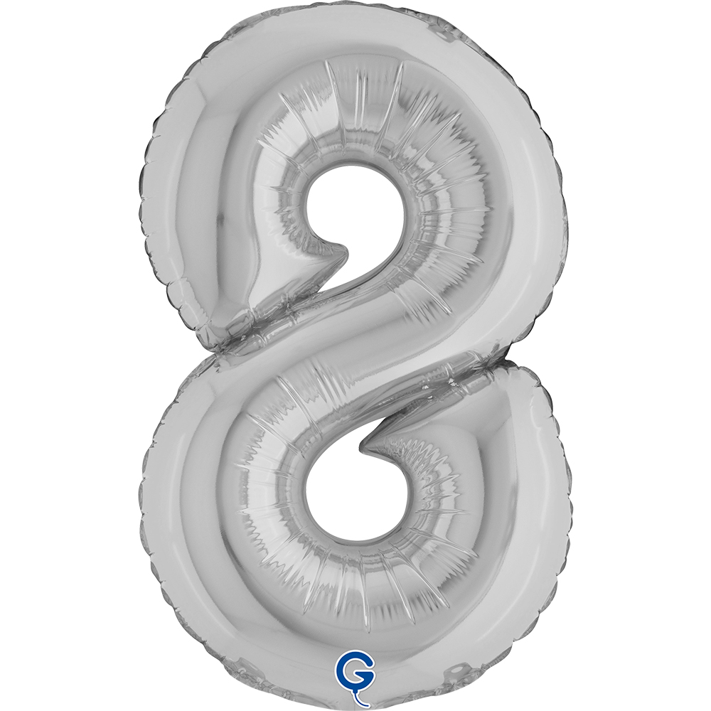 Balloon Number 8 Silver 14inc silver