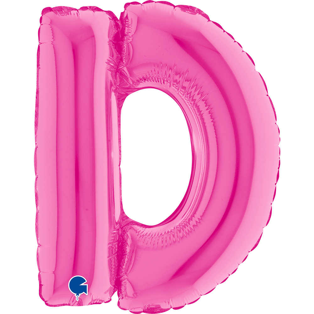 Balloon Letter D Fuxia 14inc pink