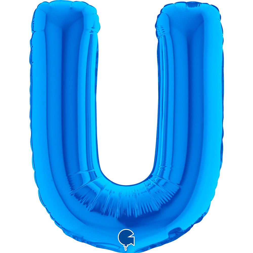 Balloon Letter U Blue 14inc blue