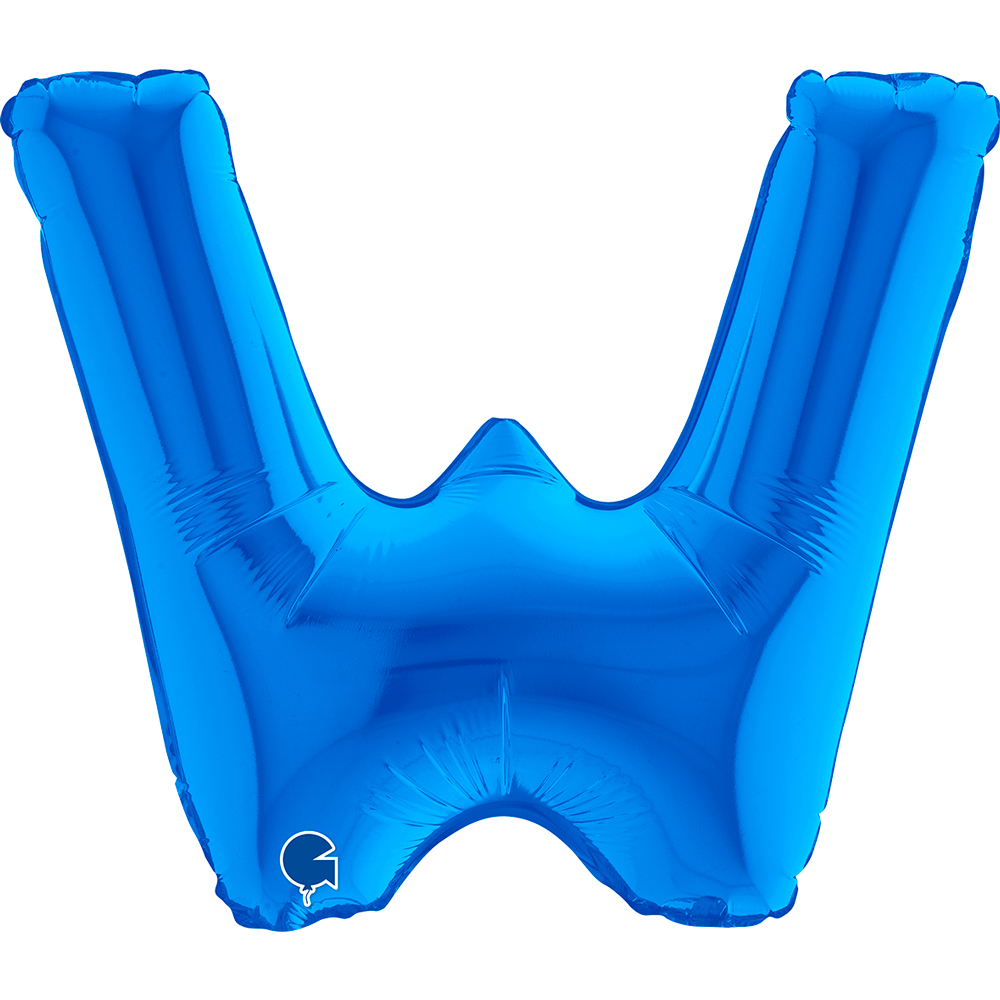 Balloon Letter W Blue 14inc blue