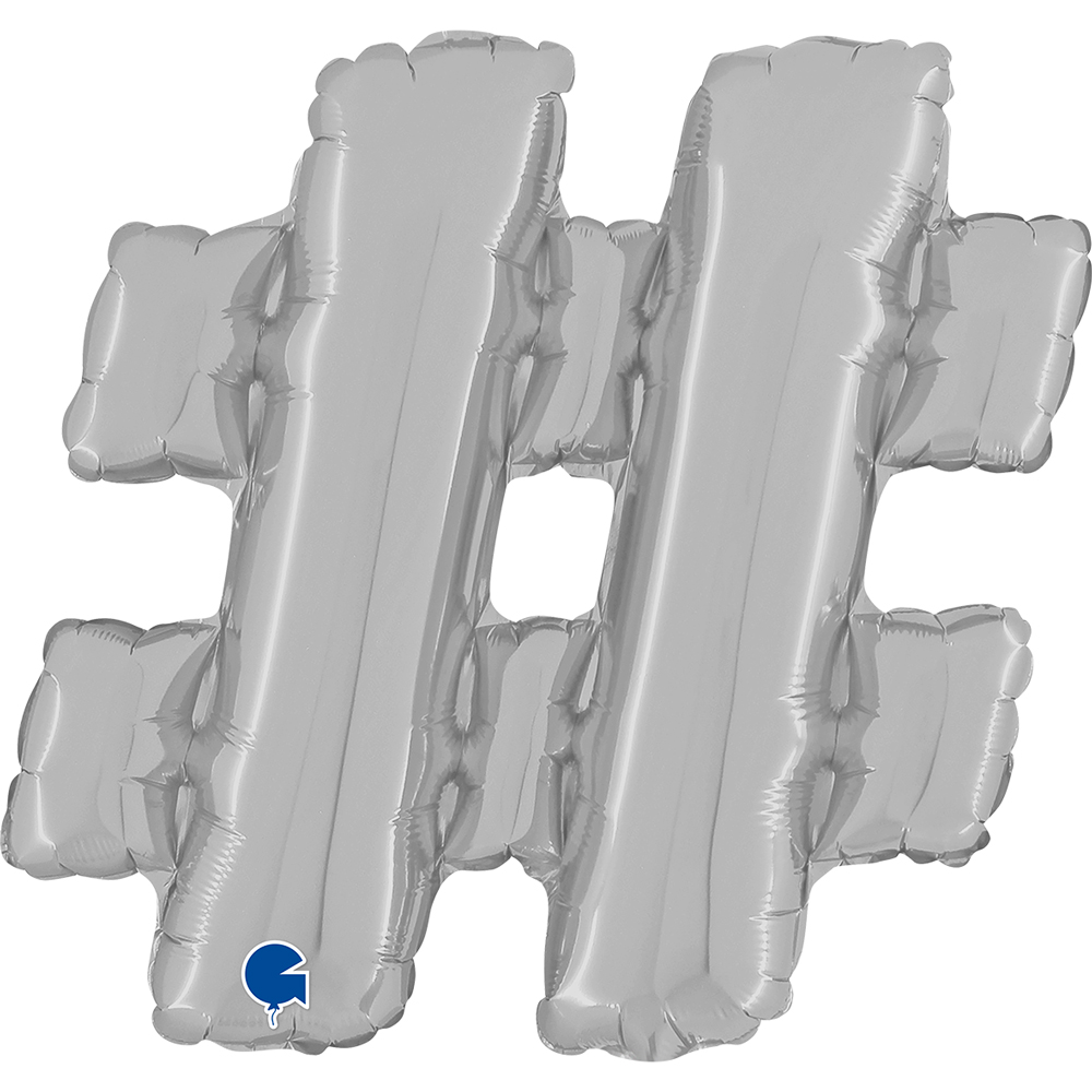 Balloon Symbol Hashtag Silver 14inc silver