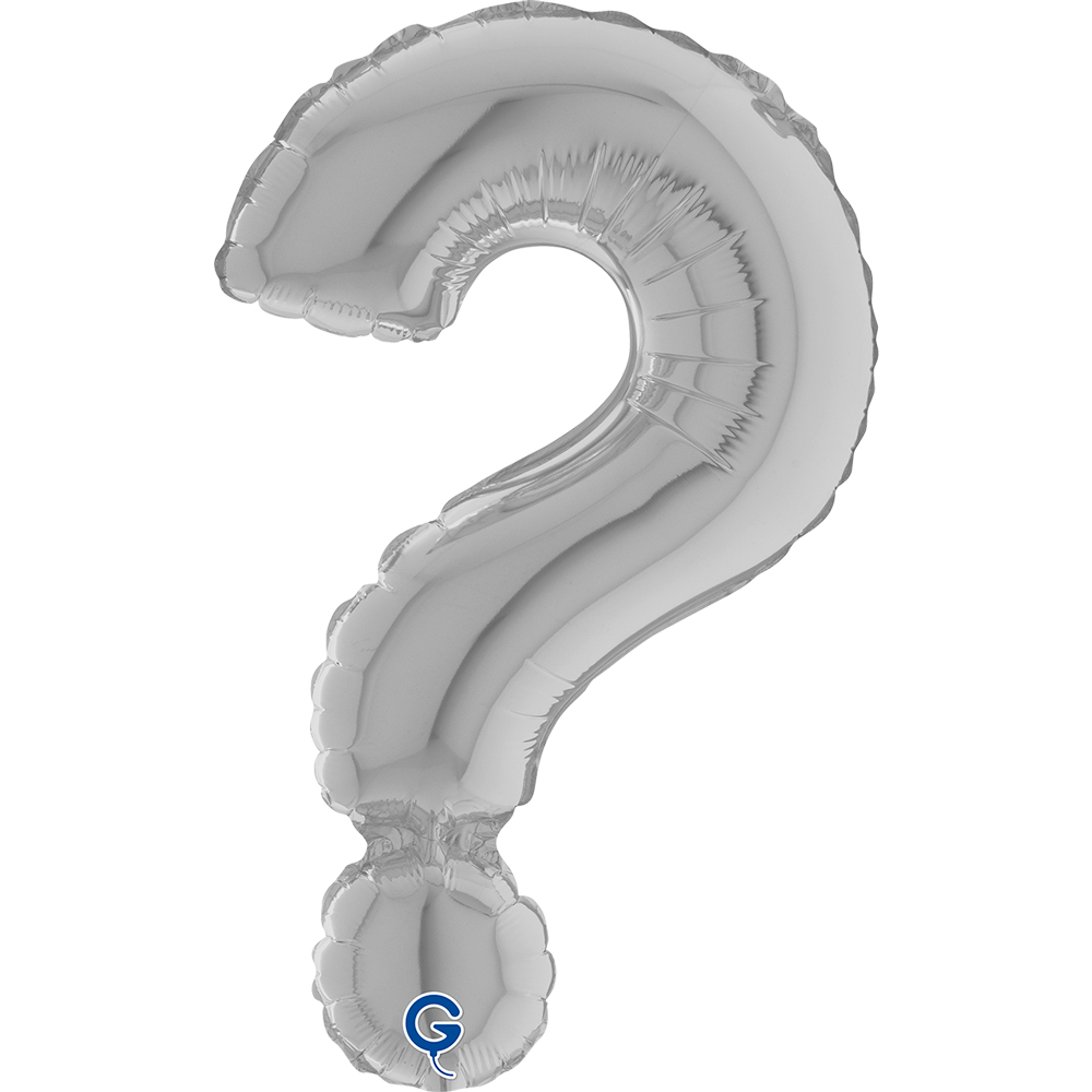 Balloon Symbol Question Mark Silver 14inc silver