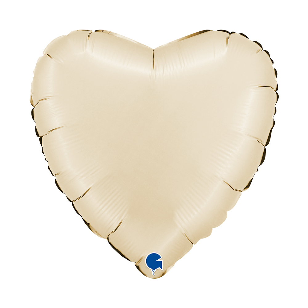 Balloon Heart 18inc Satin Cream brown