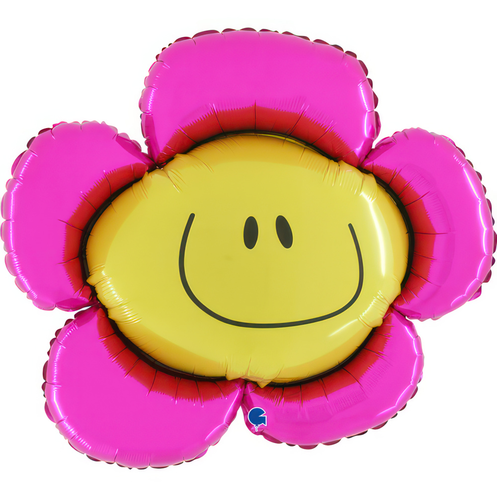 Balloon Smiley Flower Fuxia pink
