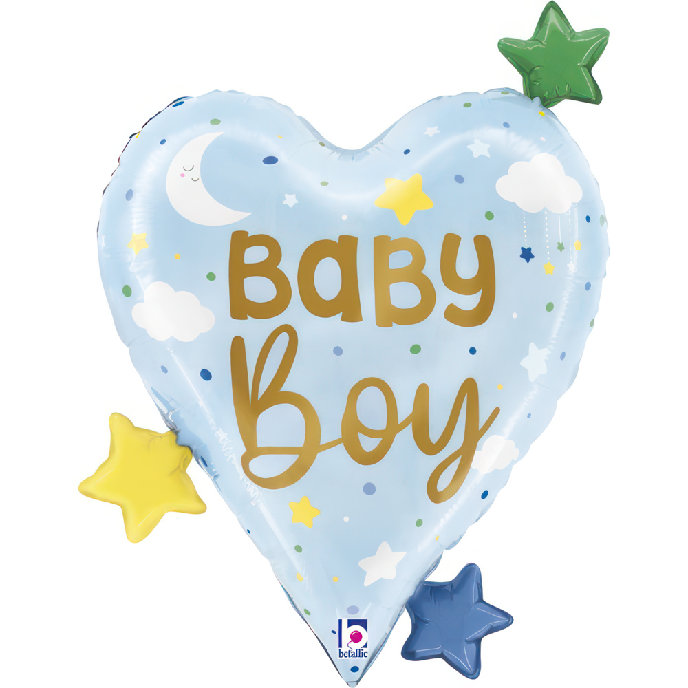 Balloon Baby Boy Heart Stars blue