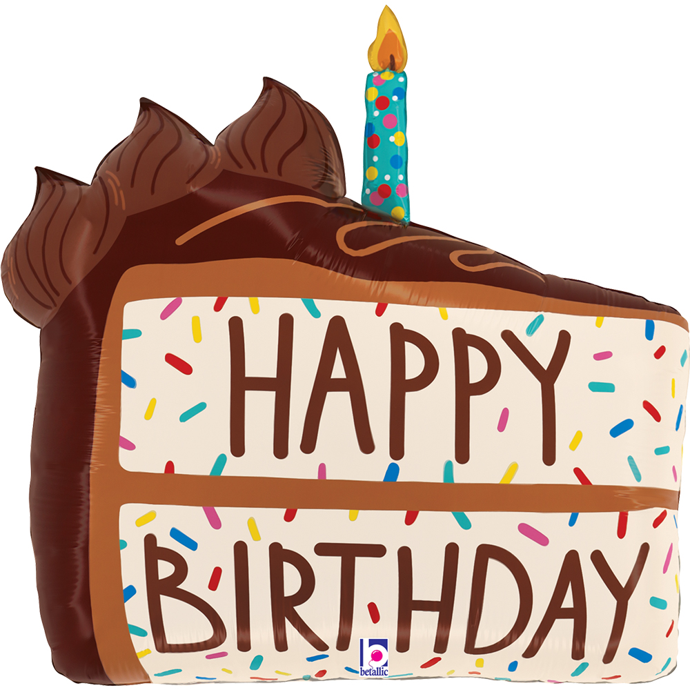 Balloon BDay Chocolate Cake Slice brown