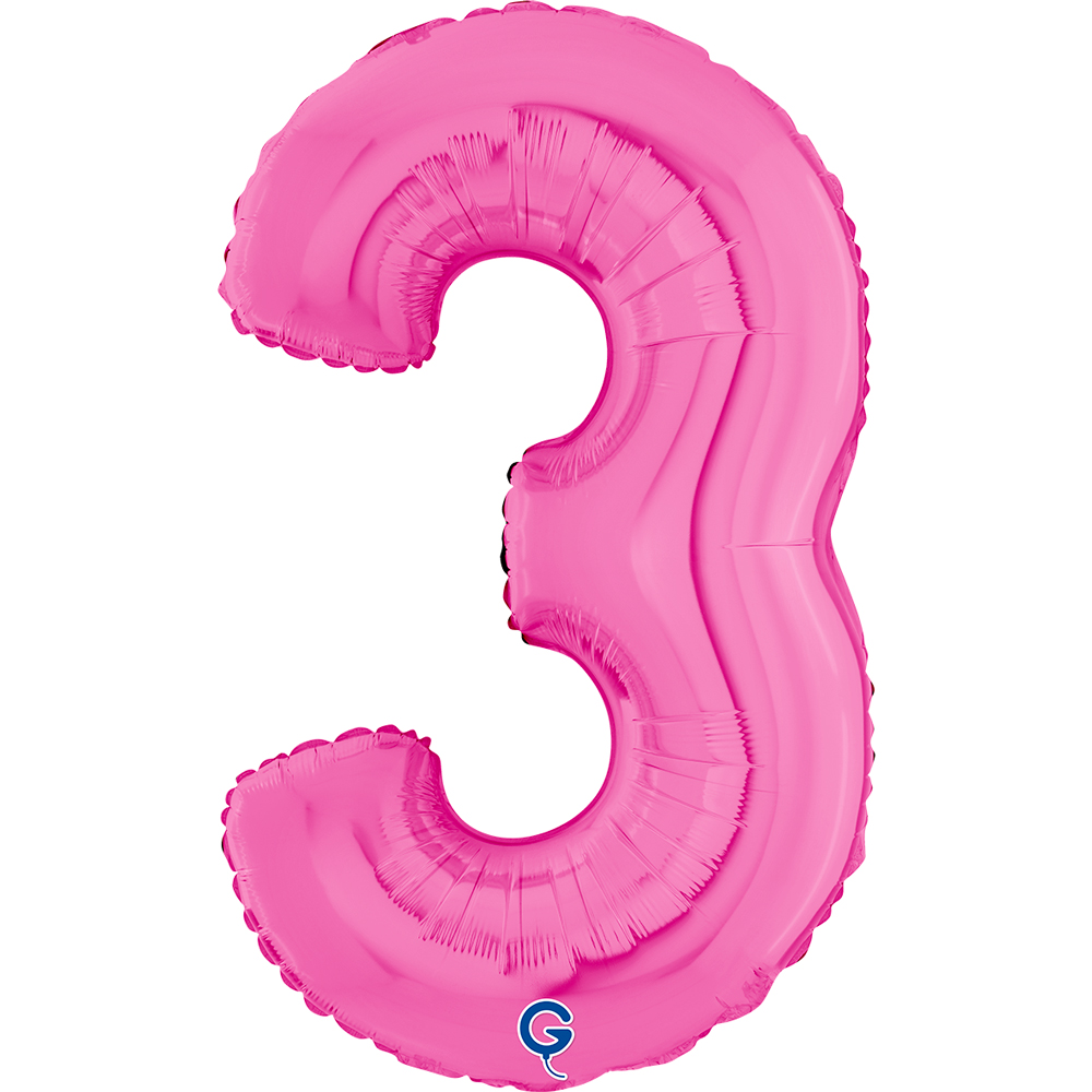 Palloncino Number 3 Fuxia 26inc rosa
