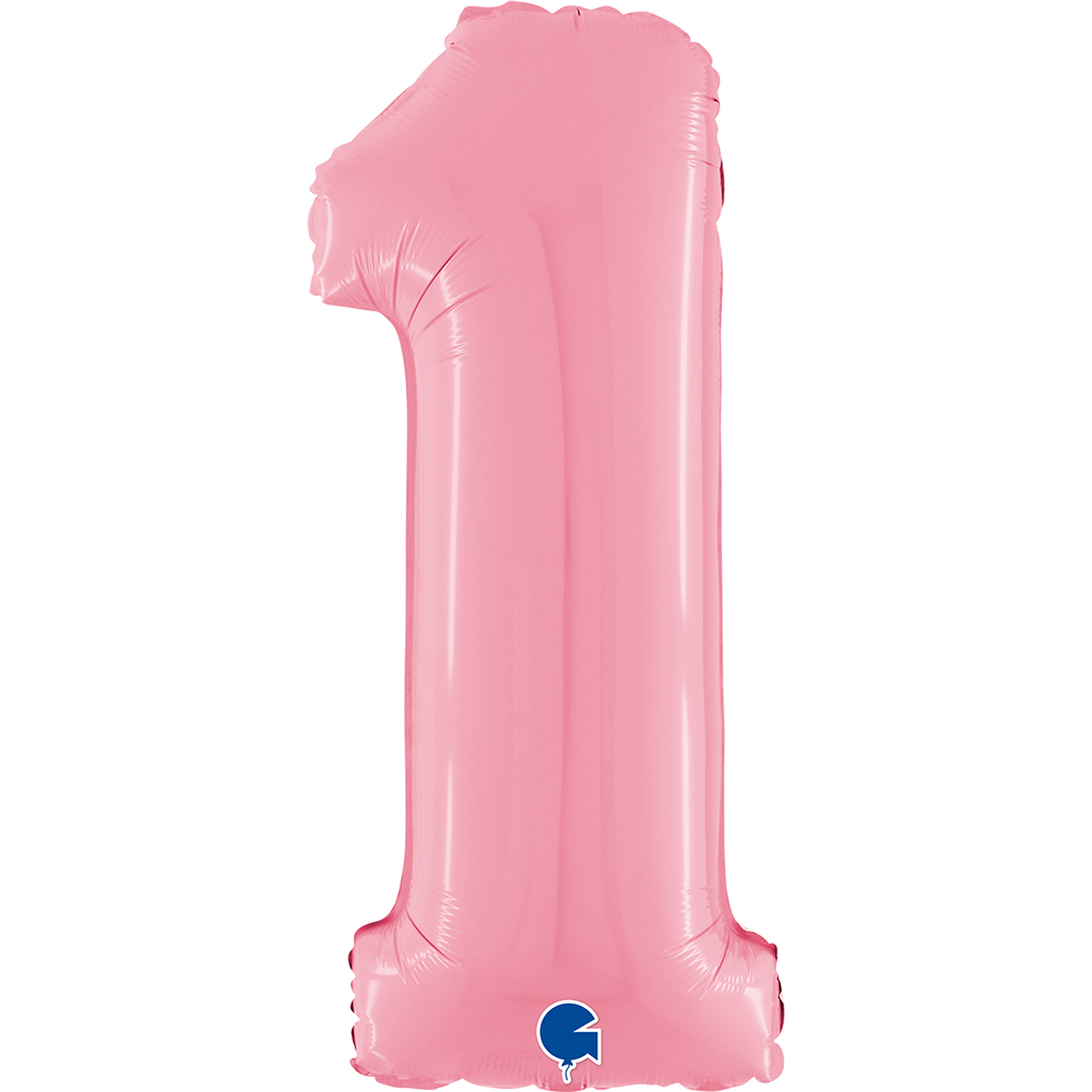 Balloon Number 1 Pastel Pink 26inc pink