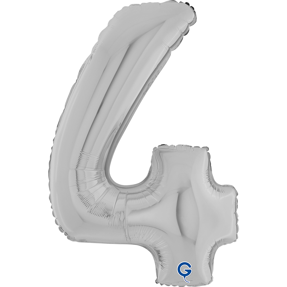 Balloon Number 4 Silver 26inc silver