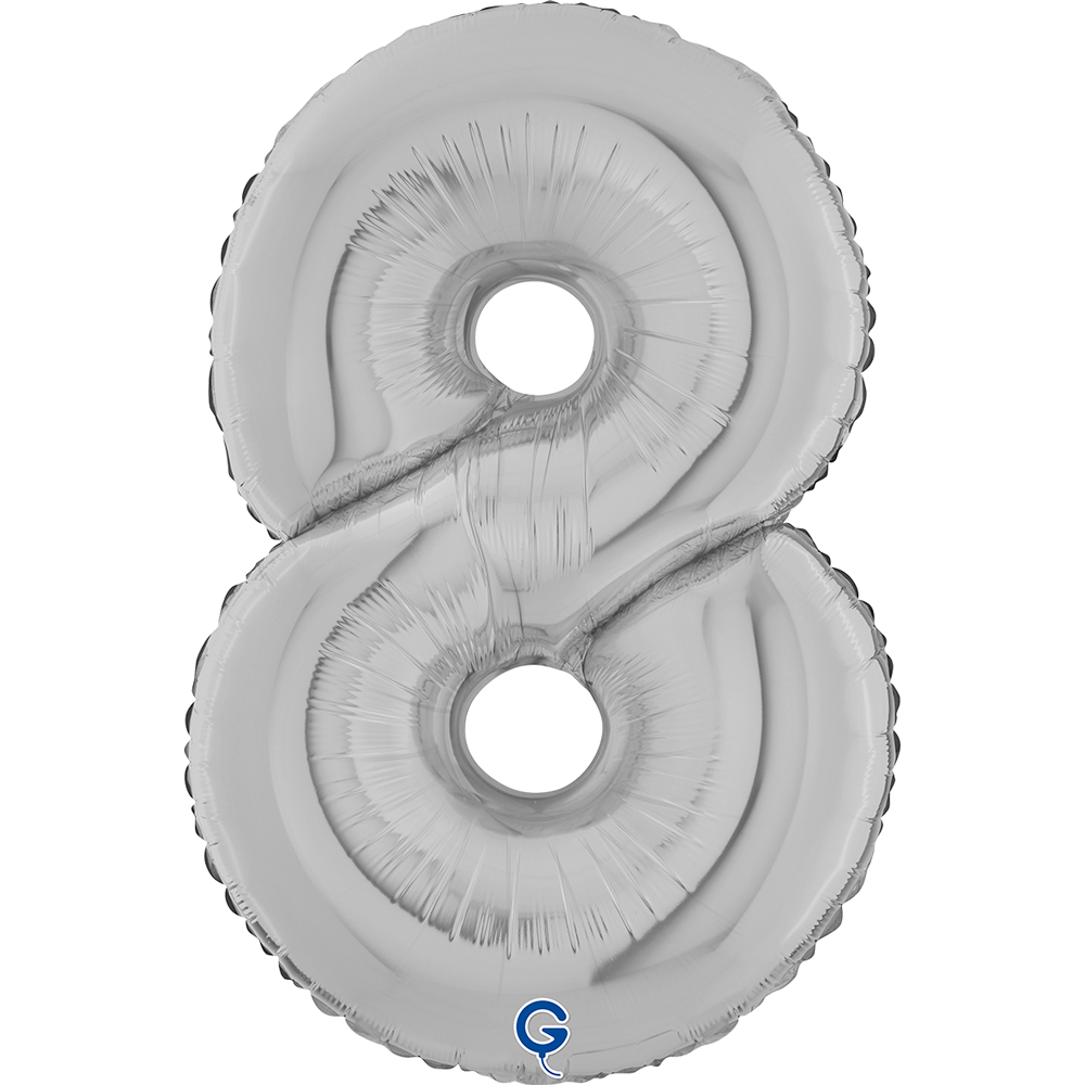 Balloon Number 8 Silver 26inc silver