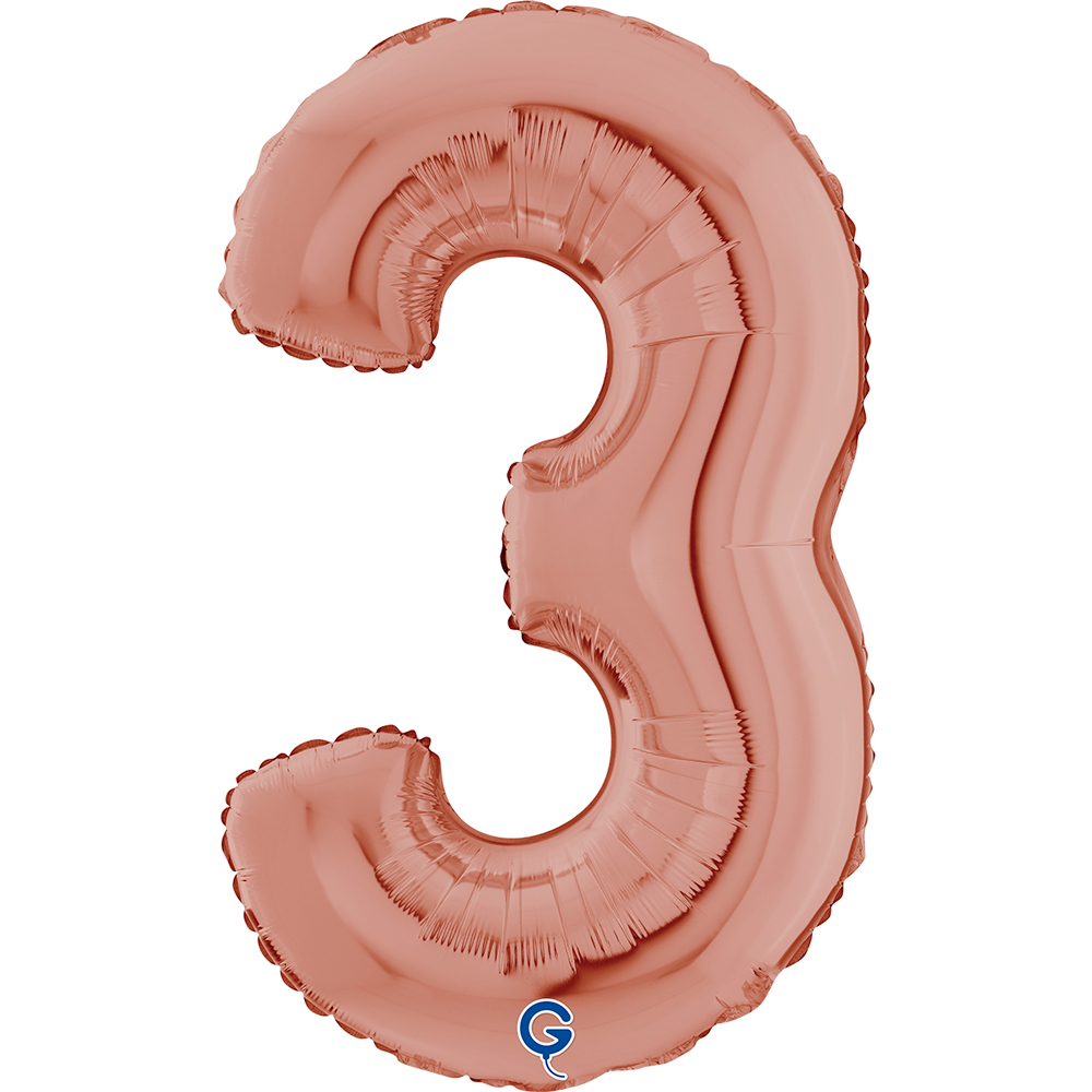 Balloon Number 3 Rose Gold 26inc rose gold
