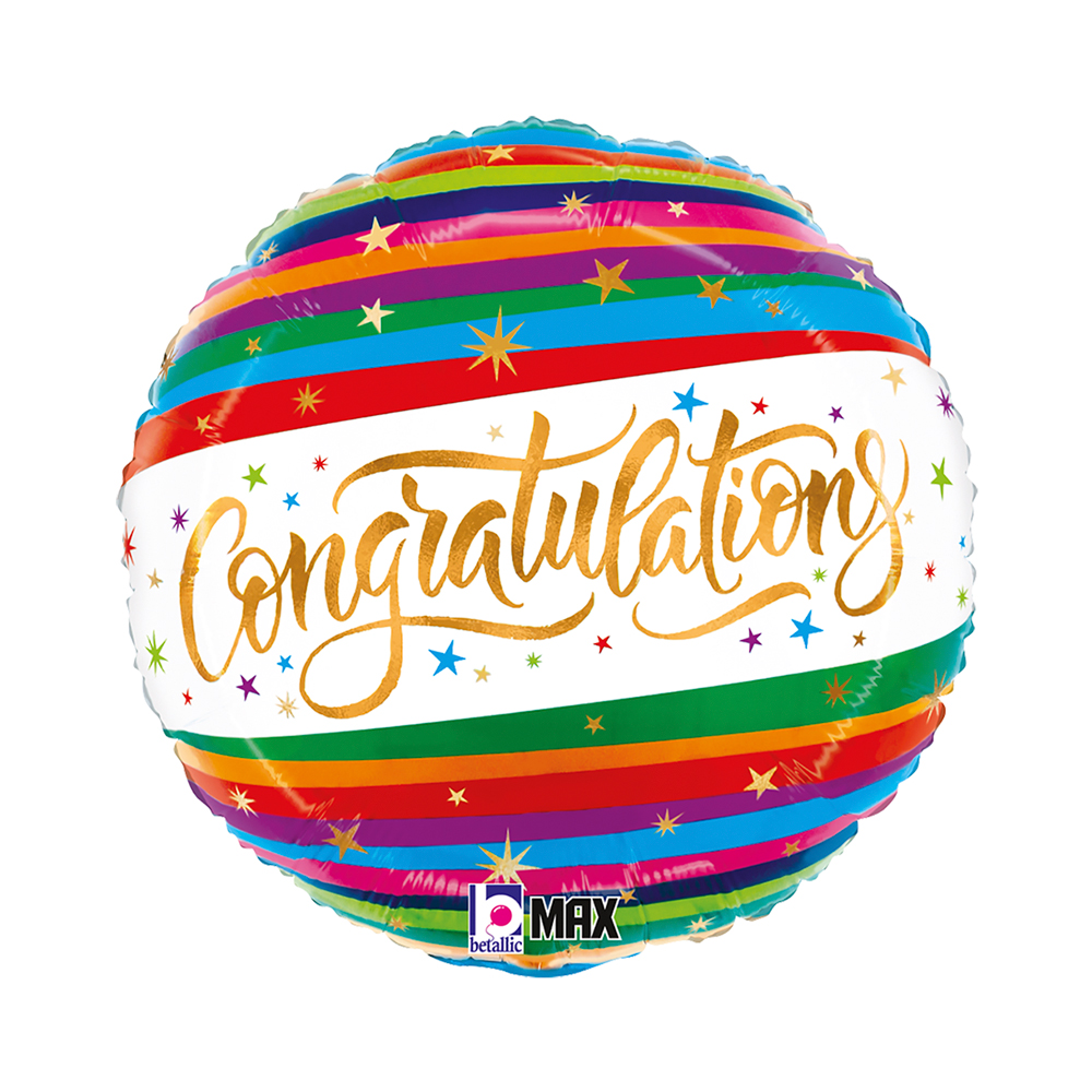 Balloon R18 Congratulation Fun Stripe multicolor
