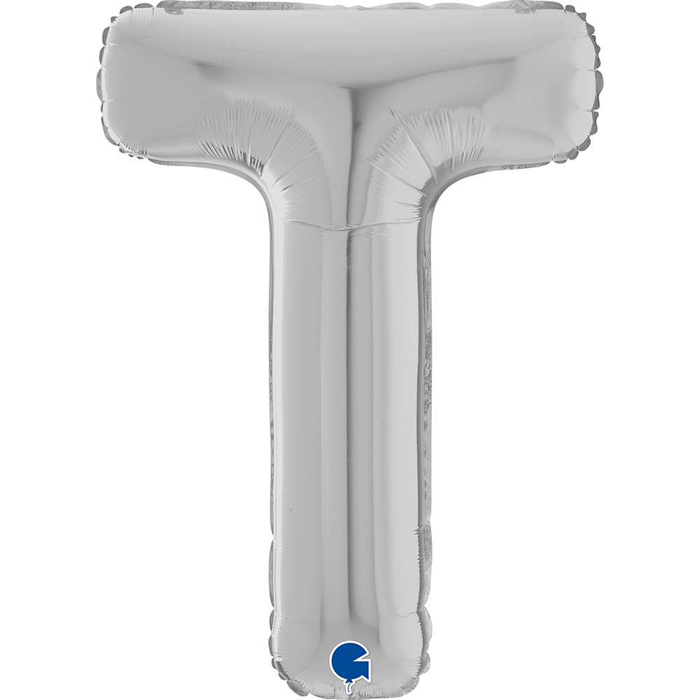 Balloon Letter T Silver 26inc silver