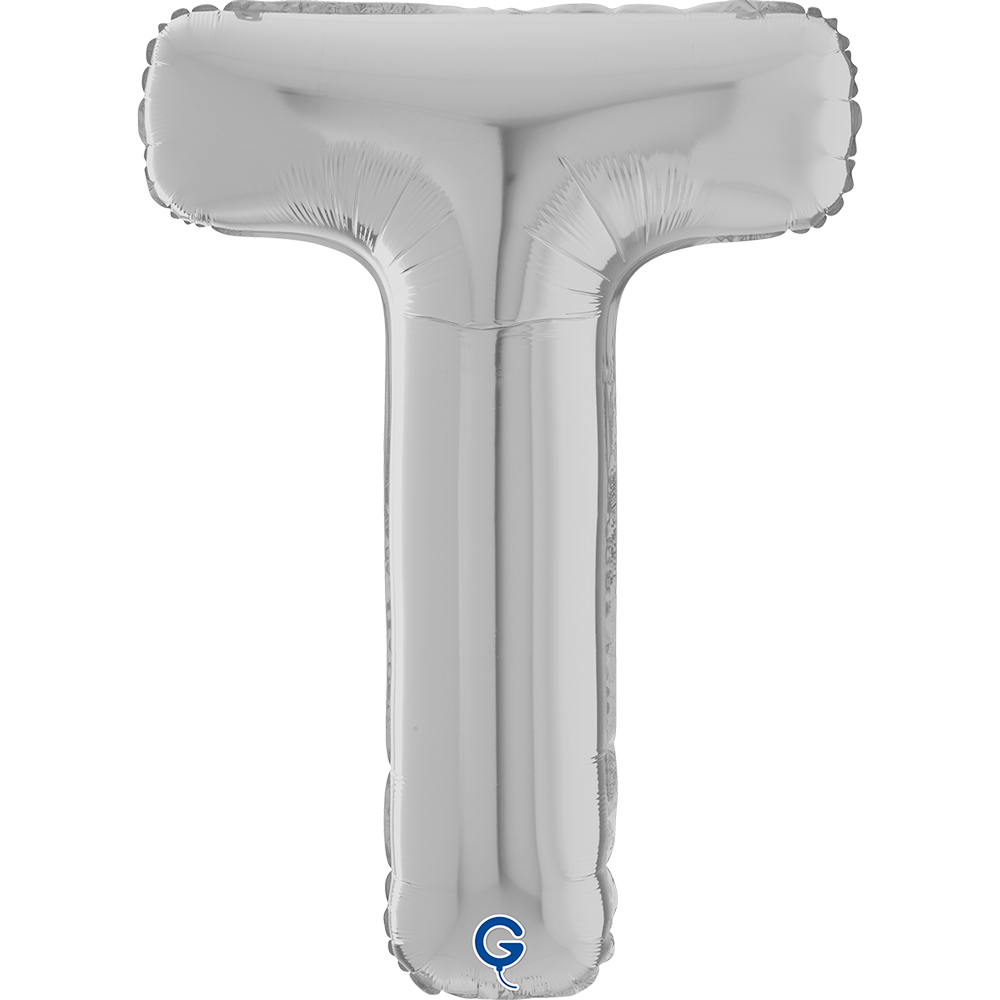 Balloon Letter T Silver 26inc silver