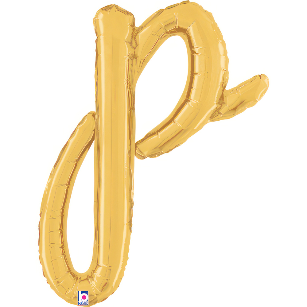 Balloon Letter P Script Gold gold