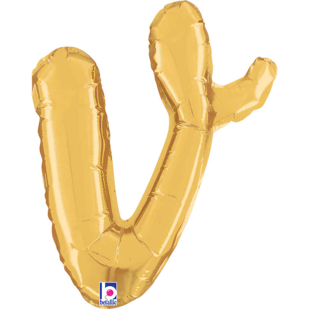 Balloon Letter V Script Gold gold