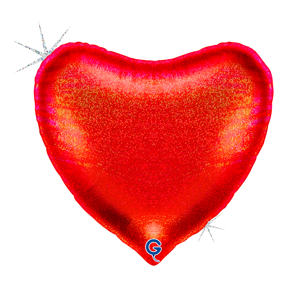 Balloon Heart 36inc Glitter Holographic Red red