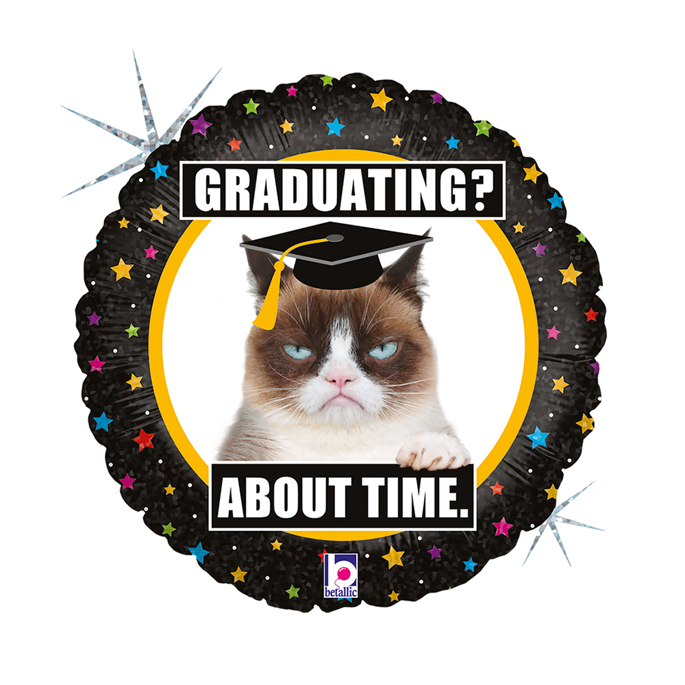 Balloon R18 Grumpy Cat Graduation black