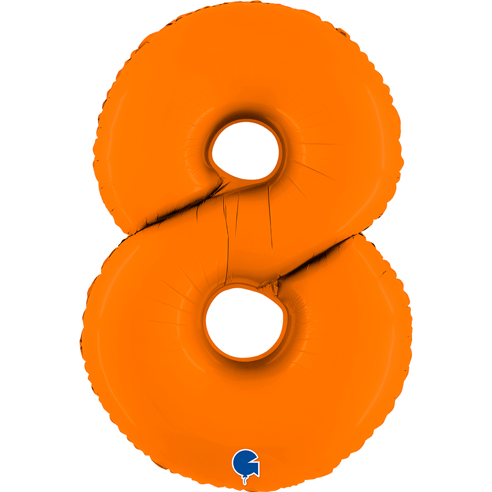 Balloon Number 8 Matte Orange 40inc orange
