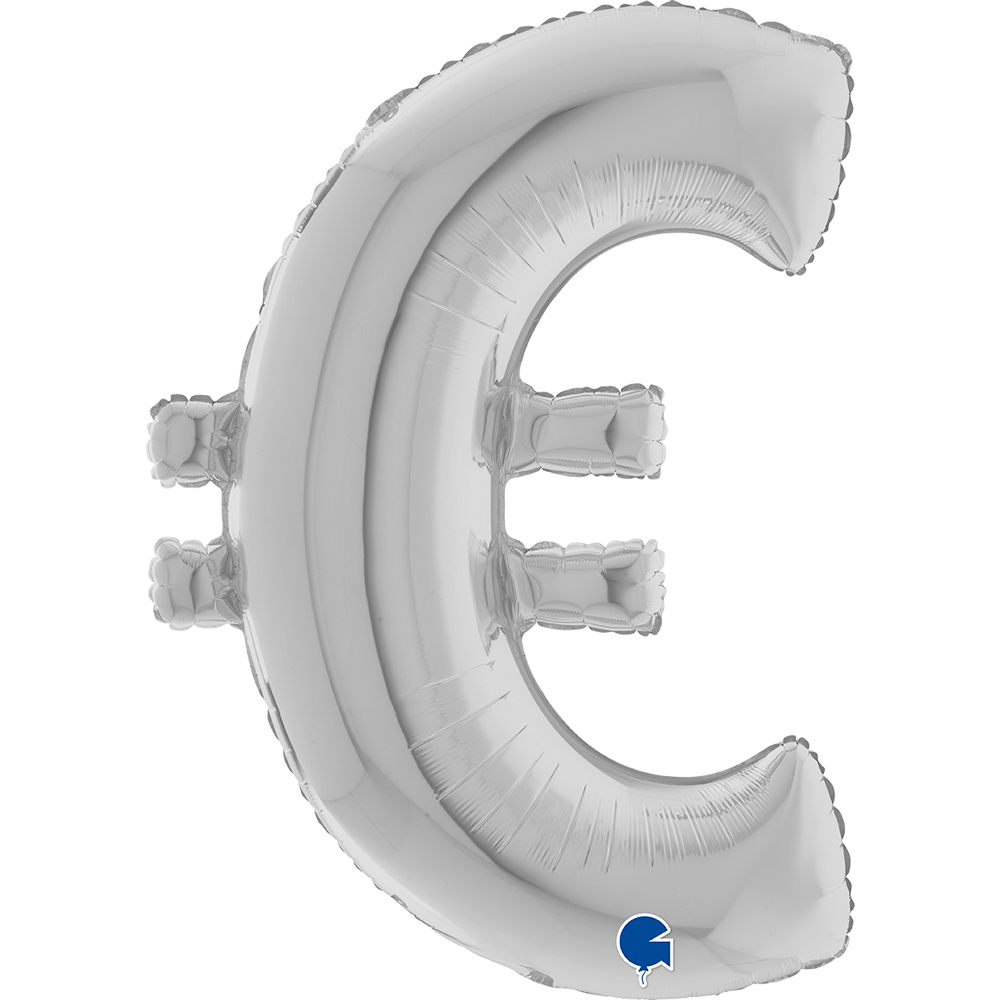 Balloon Symbol Euro Silver 40inc silver