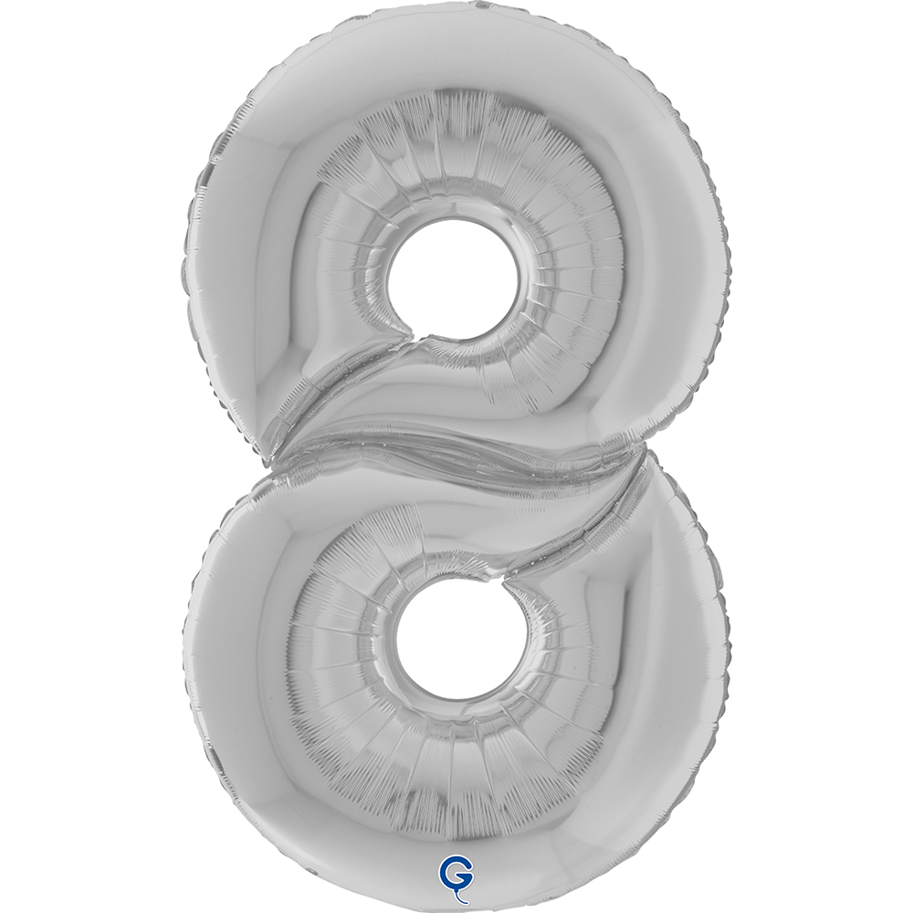 Balloon Number 8 Silver 64inc silver