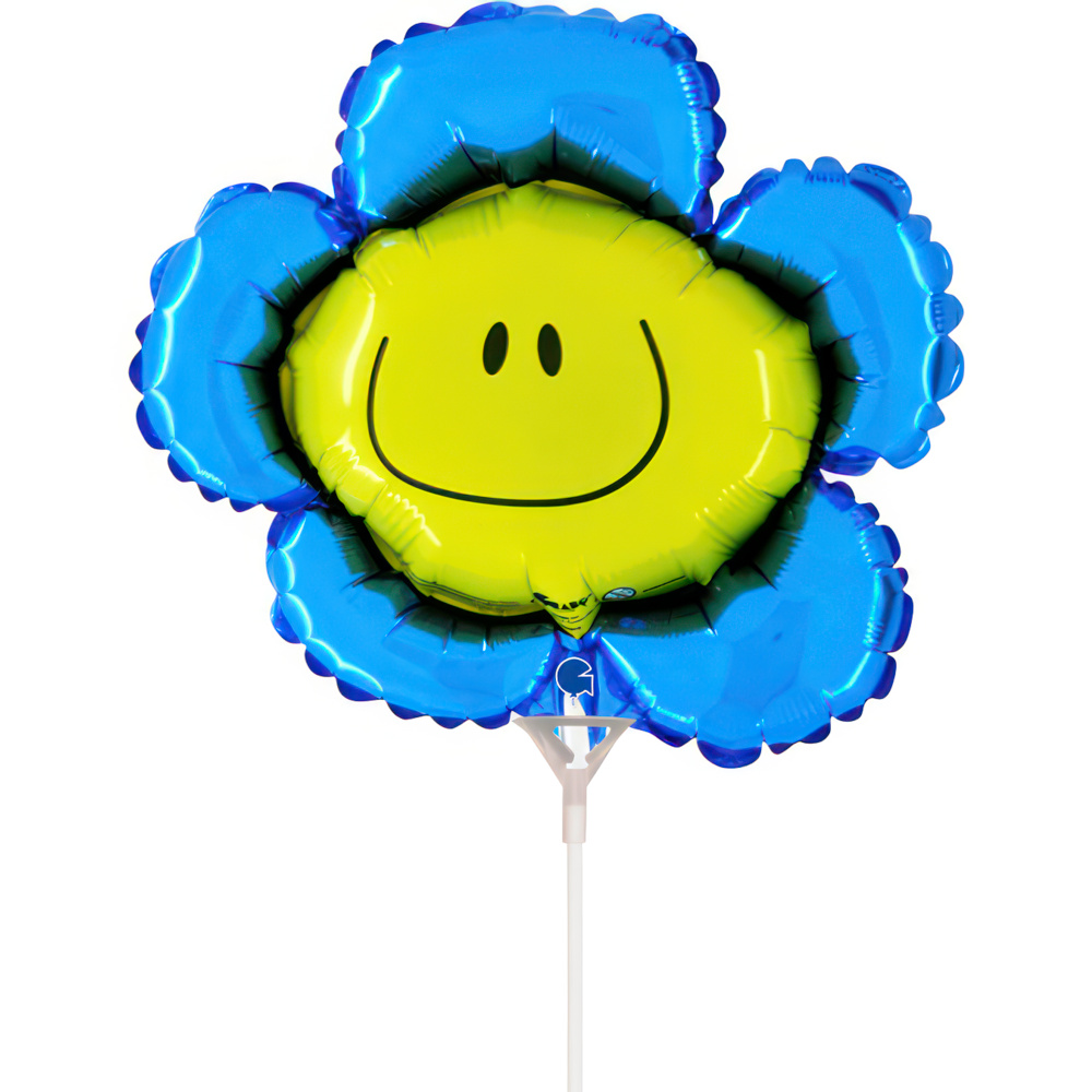 Balloon Smiley Flower Blue mini blue
