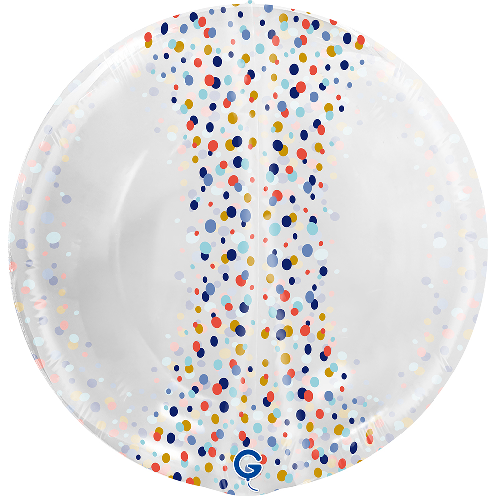 Balloon Globe 19inc Transparent Confetti 4D - NO VALVE transparent