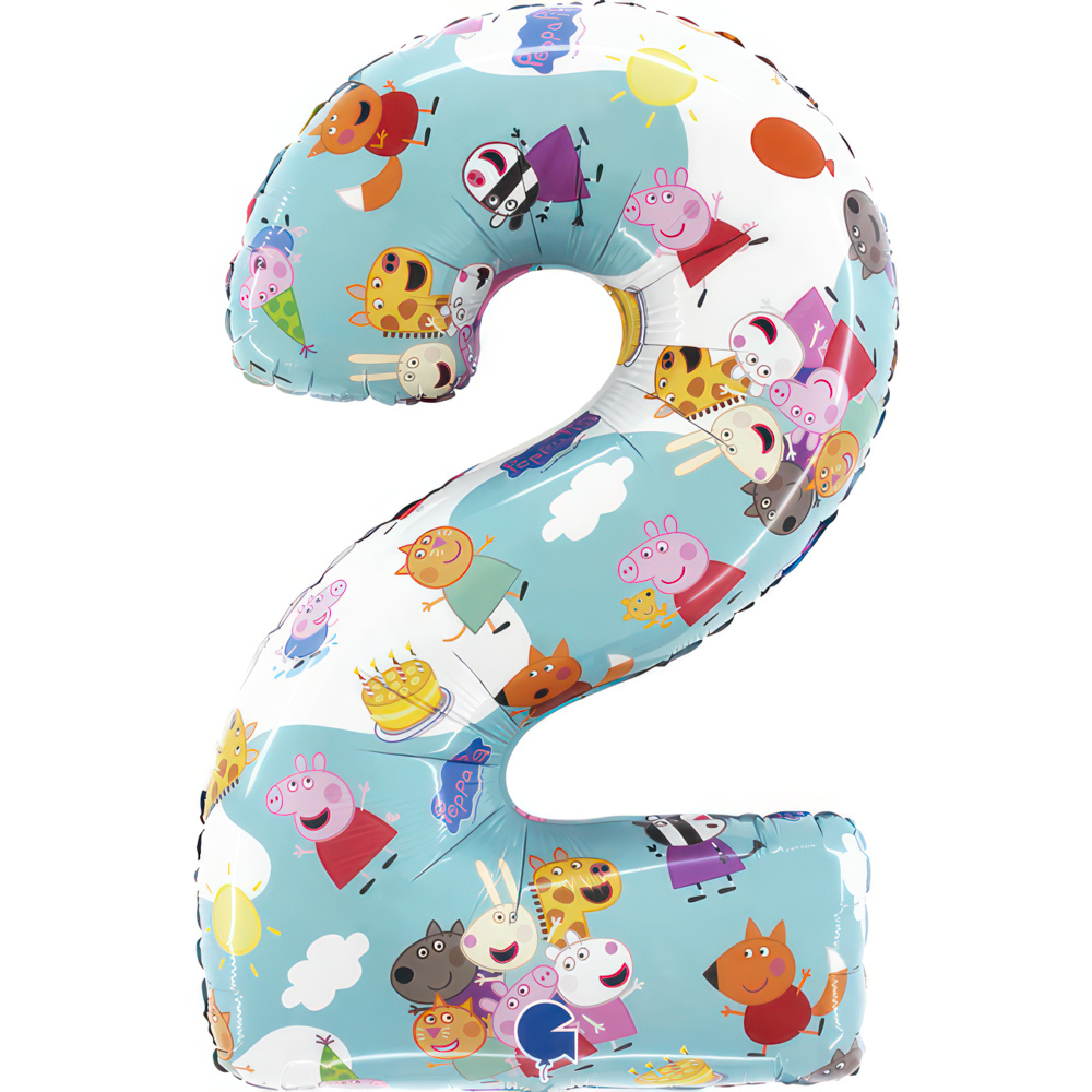 Palloncino Peppa Pig - Number Two 26inc blu